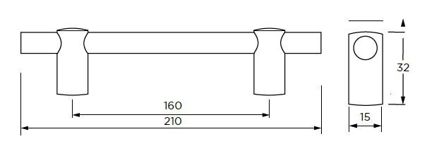 H1176.160.MBSB ***Hampton, Smooth bar handle, 160mm, Matt Black/Satin ...